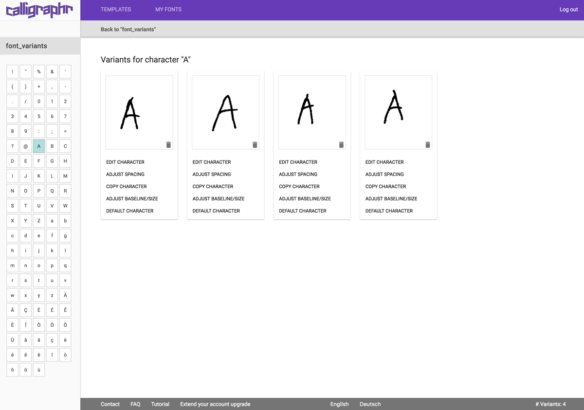 Calligraphr - How to create a randomized font.